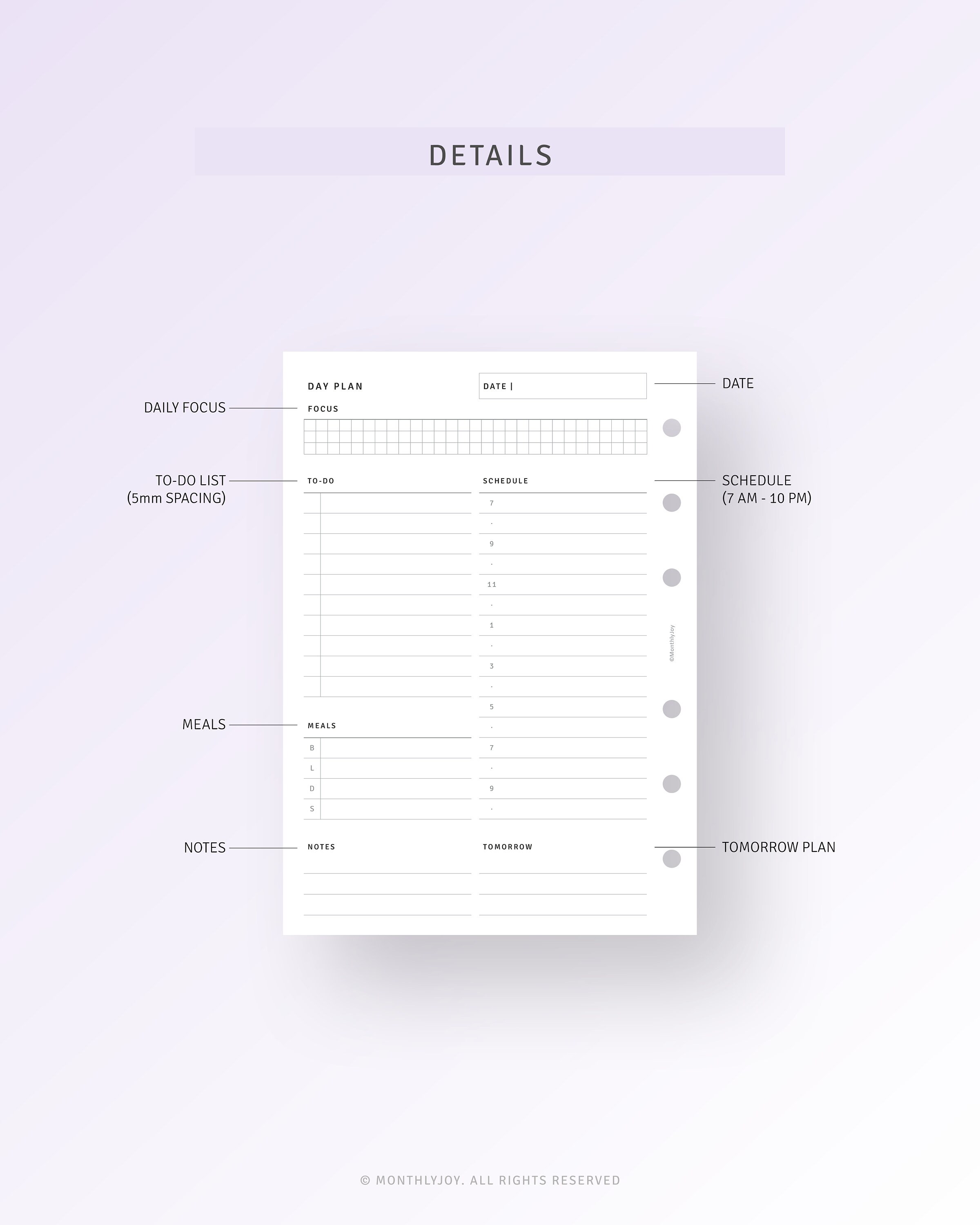 Daily Schedule Template A6 Inserts Minimalist Daily Planner - Etsy Canada