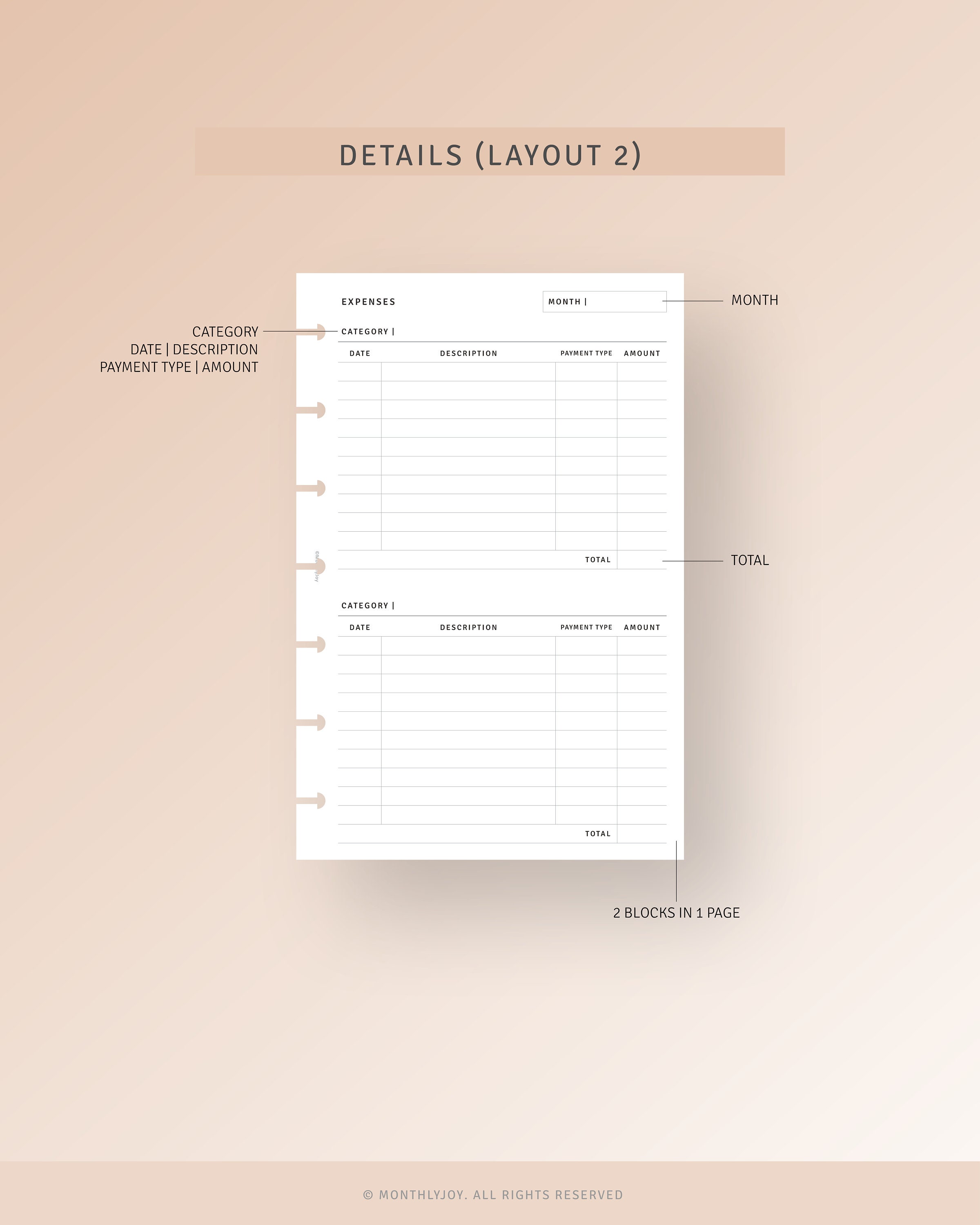 Expense Tracker Printable HP Mini Inserts Spending Organizer - Etsy