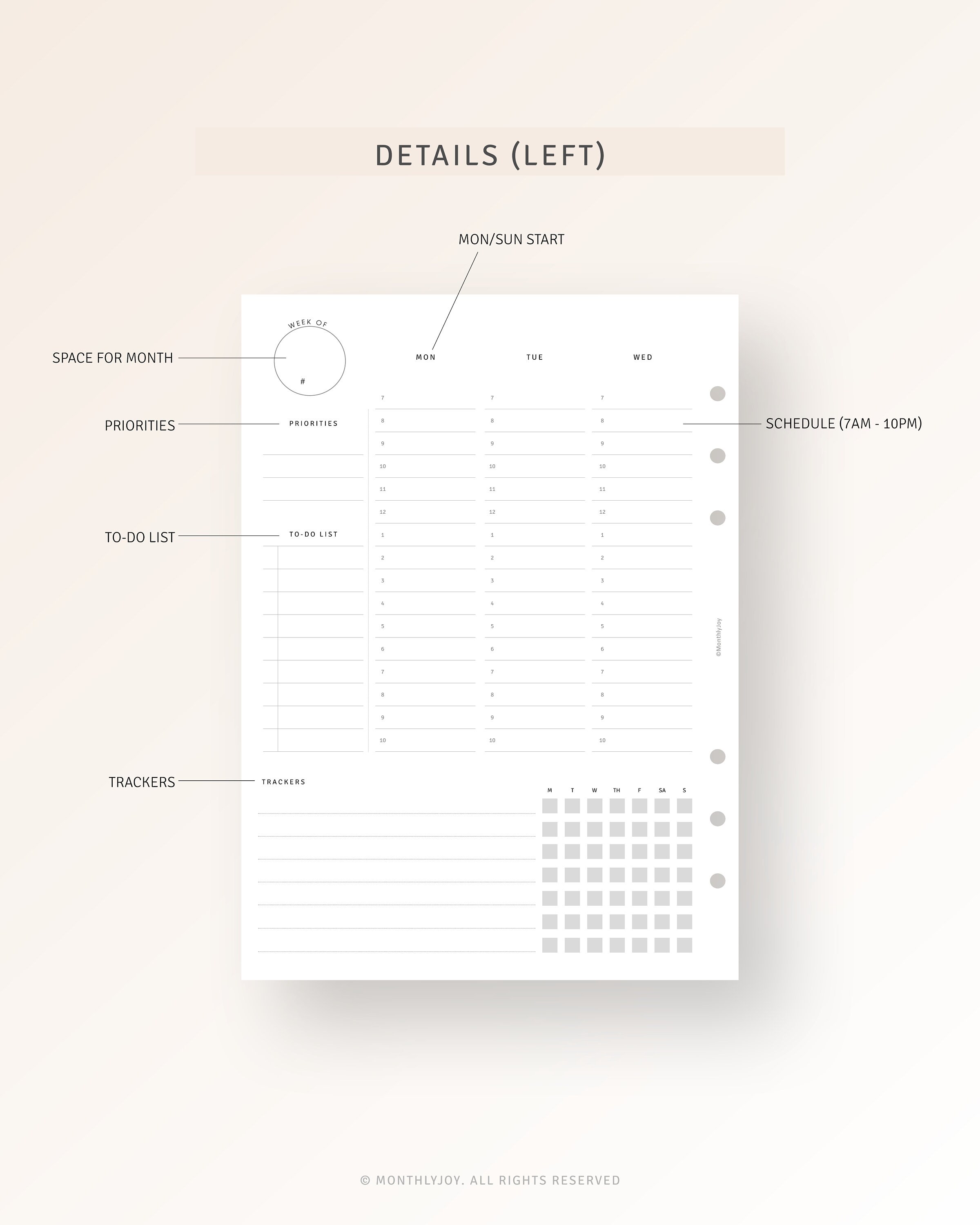 Weekly Hourly Schedule Template A5 Inserts Printable Weekly - Etsy