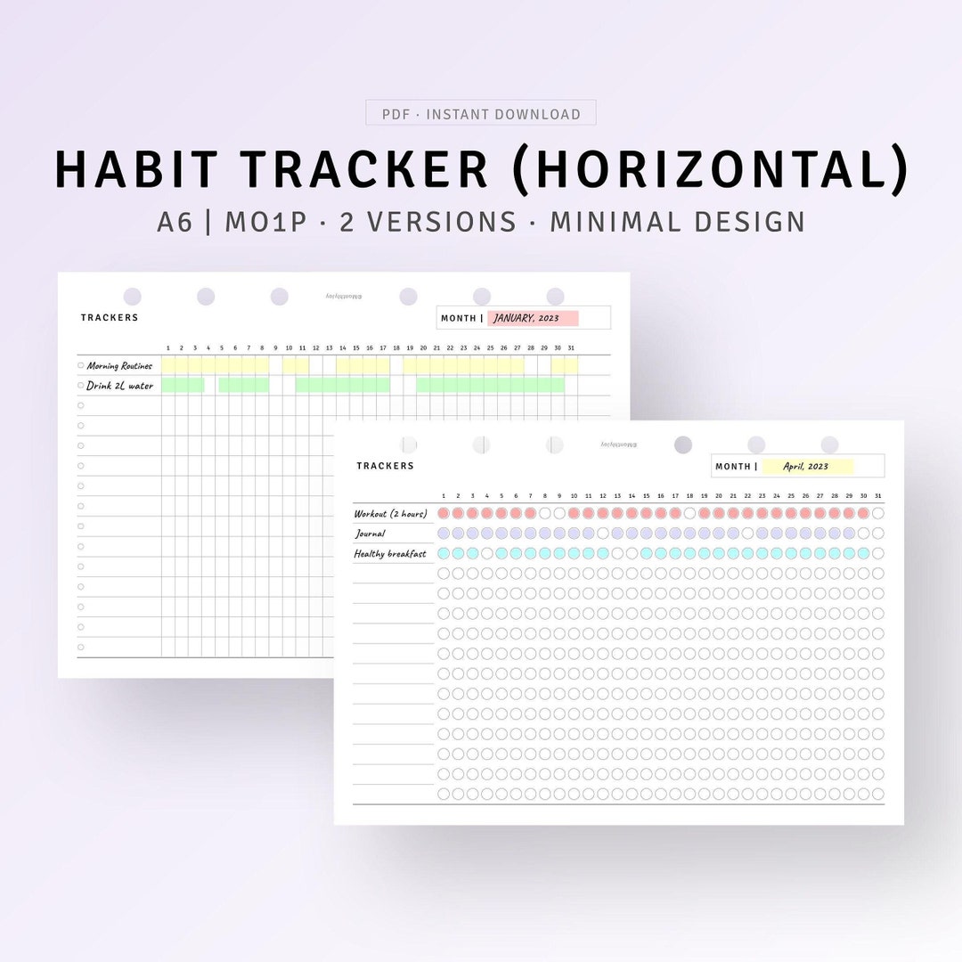 Yearly Tracker Printable Habit Template, Fitness Workout Task Routine ...