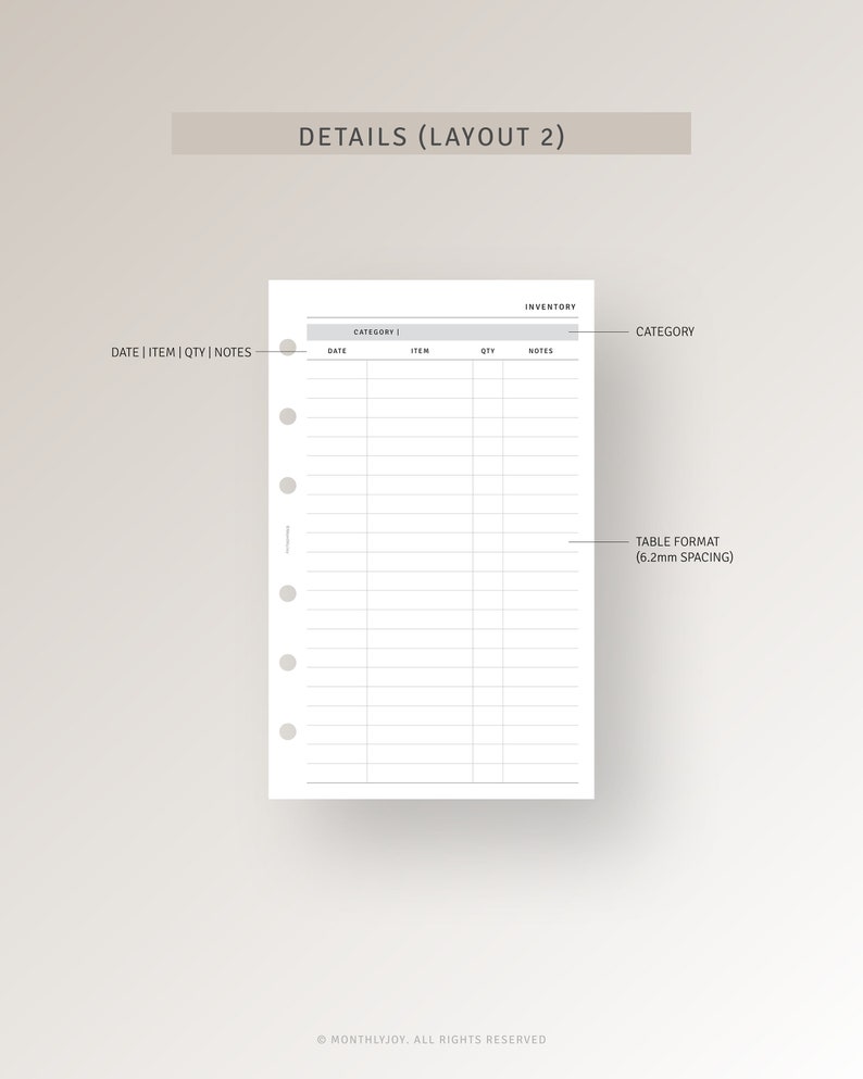 Inventory Tracker Template FC Compact Inserts Printable - Etsy