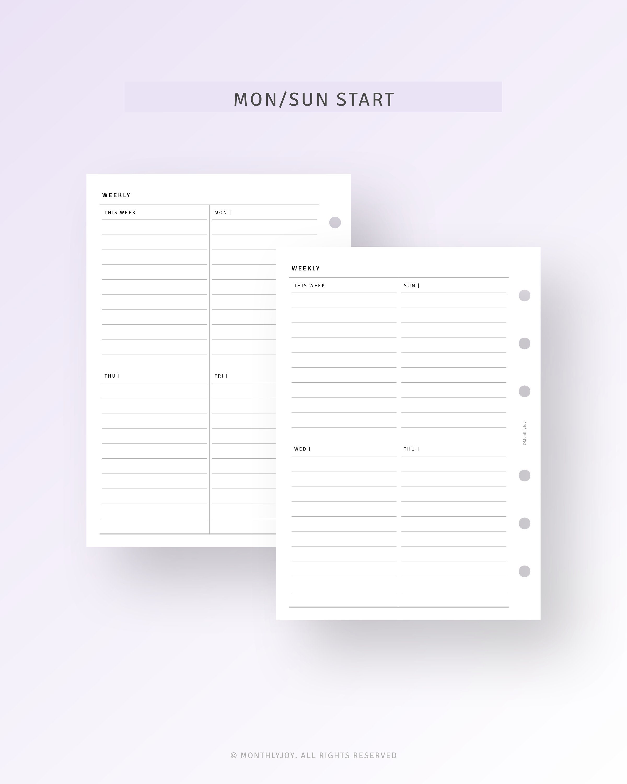 A6 Size Weekly Planner Pages Printable Week on Two Pages - Etsy