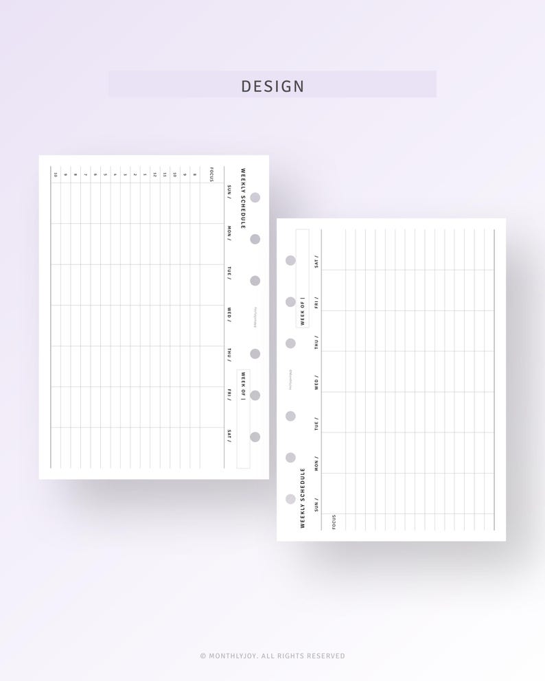 Printable Weekly Schedule Template A6 Inserts, Time Blocking Template ...