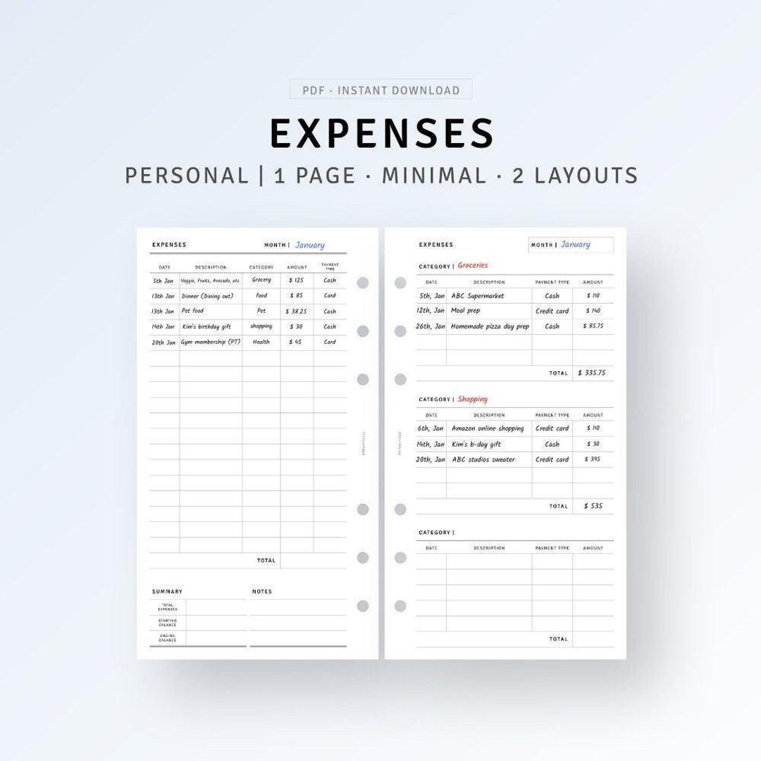 Personal, Expense Tracker Printable Spending Tracker, Monthly Personal ...