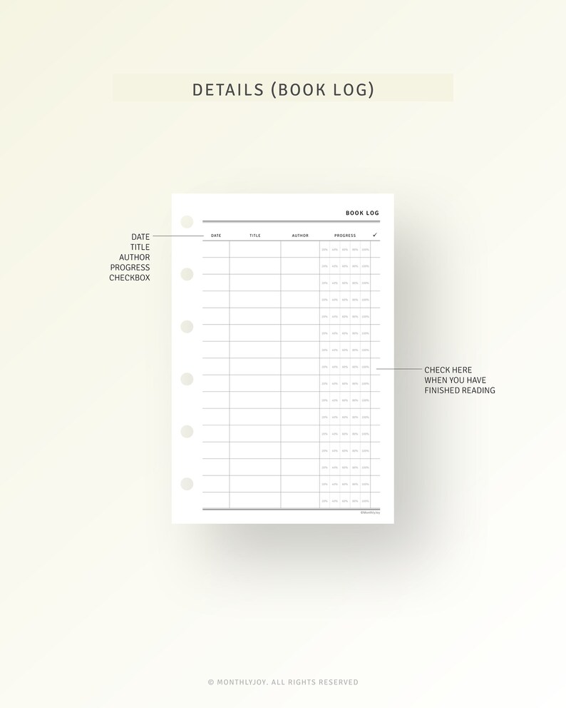 Pocket Reading Journal Printable Book Log Inserts Reading | Etsy