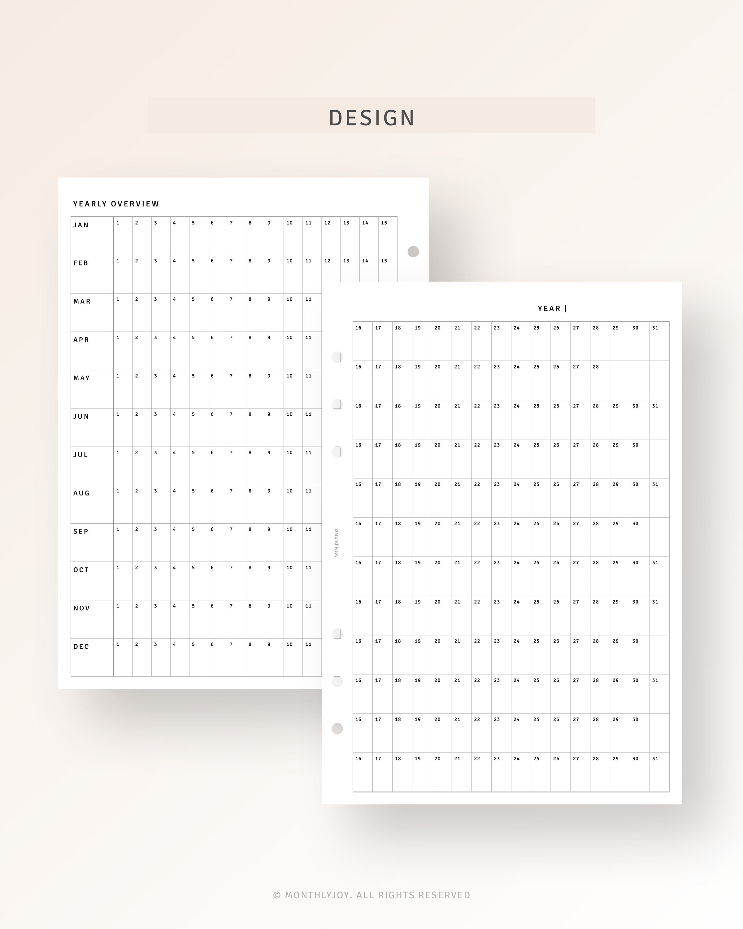 Year at A Glance A5 Planner Inserts Undated Yearly Planner - Etsy