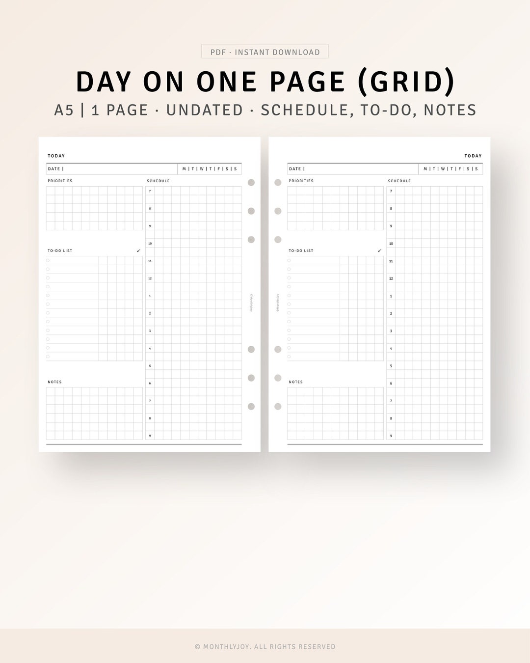 A5 Size Daily Schedule Template Printable Daily Hourly - Etsy
