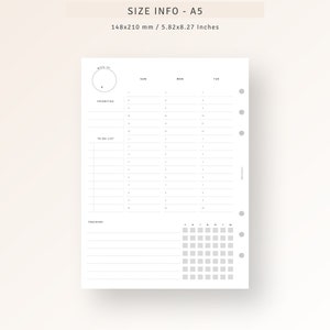 Weekly Hourly Schedule Template A5 Inserts Printable Weekly - Etsy