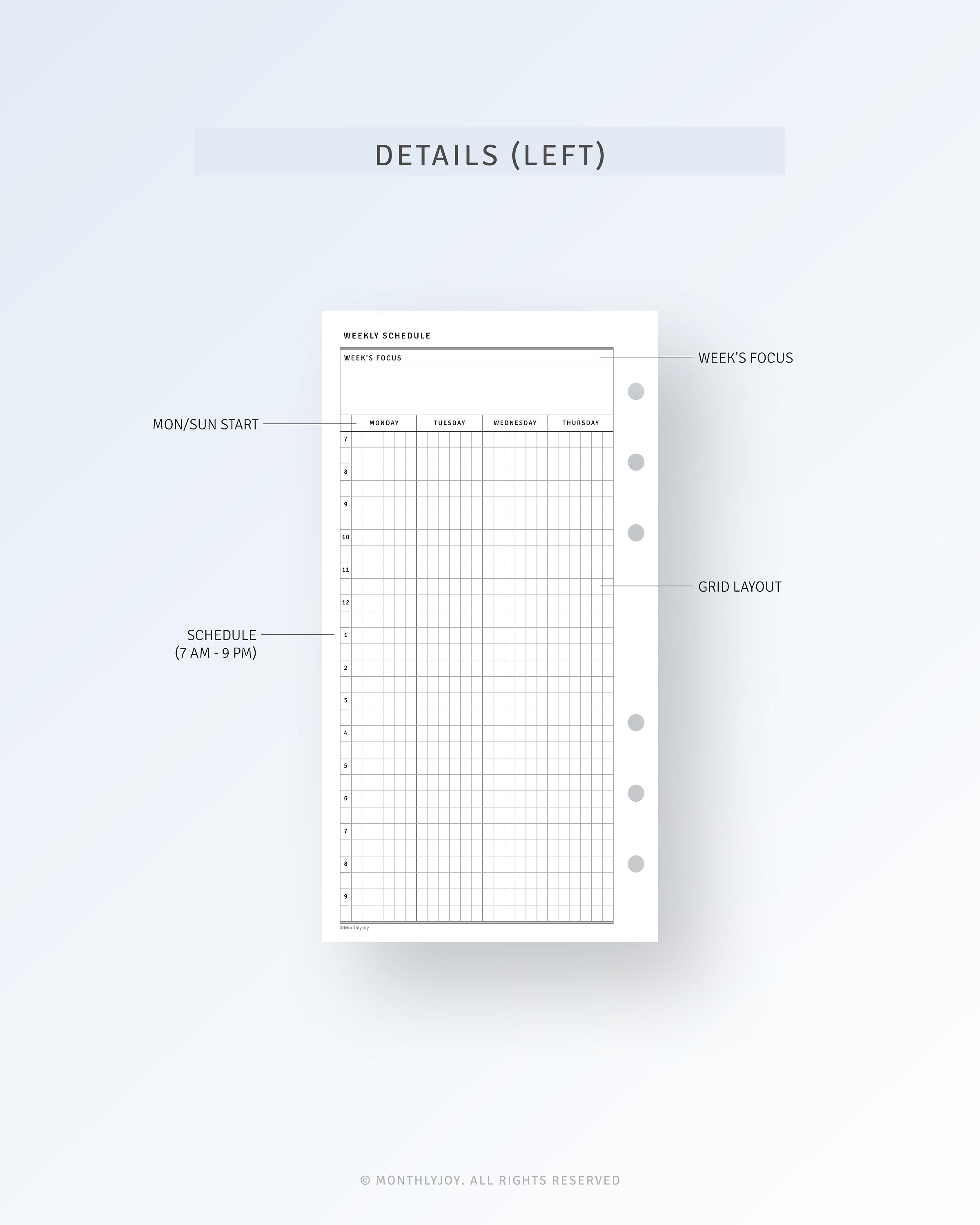 Personal Printable Weekly Schedule Template Weekly Hourly - Etsy
