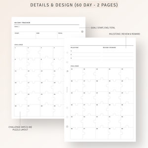 30 60 Day Countdown Tracker Printable A5 Planner Inserts, Habit ...