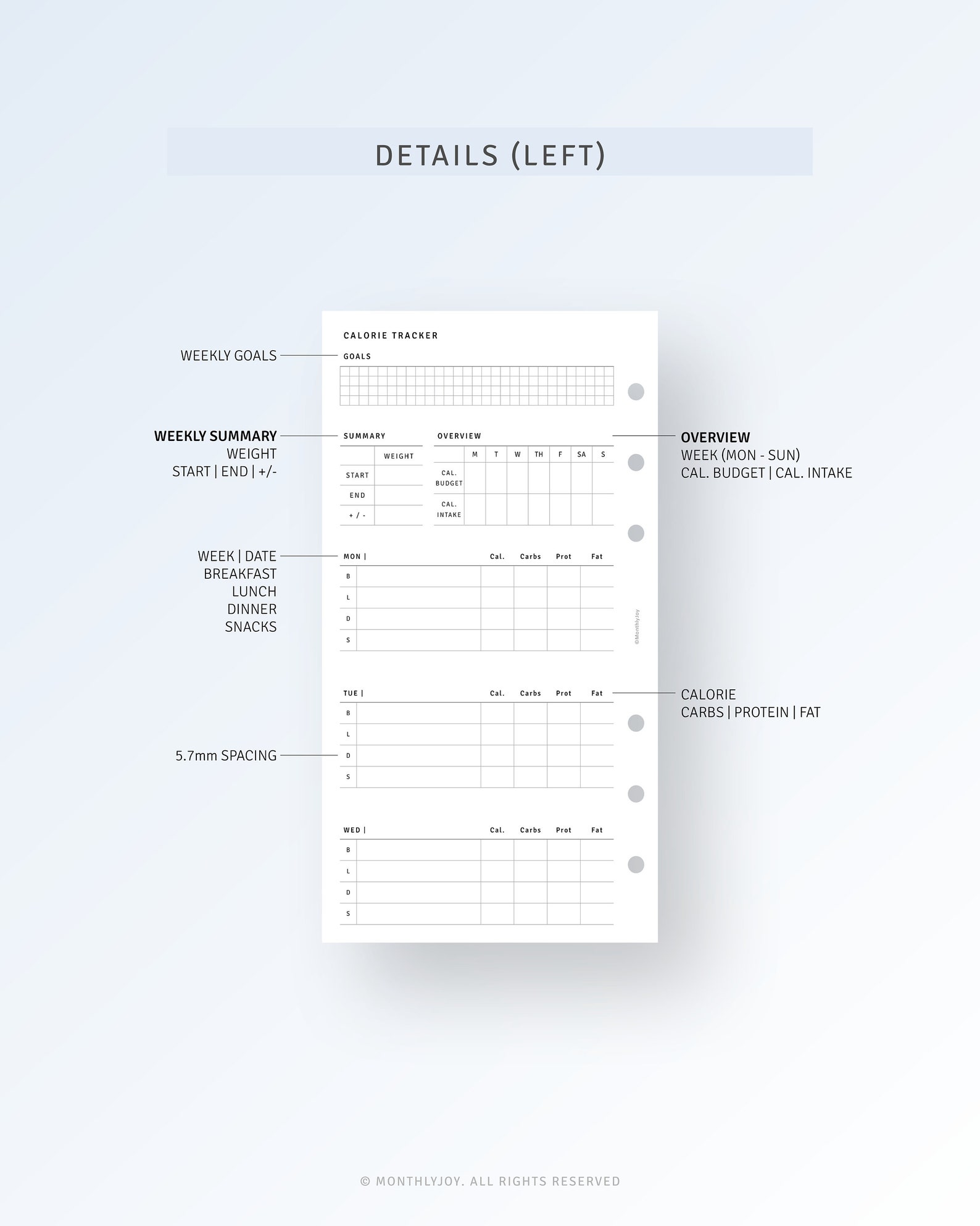 Personal, Calorie Tracker Printable Food Diary Journal Template, Daily ...