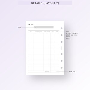 Work Time Log A6 Inserts Printable Project Time Log, Work From Home ...