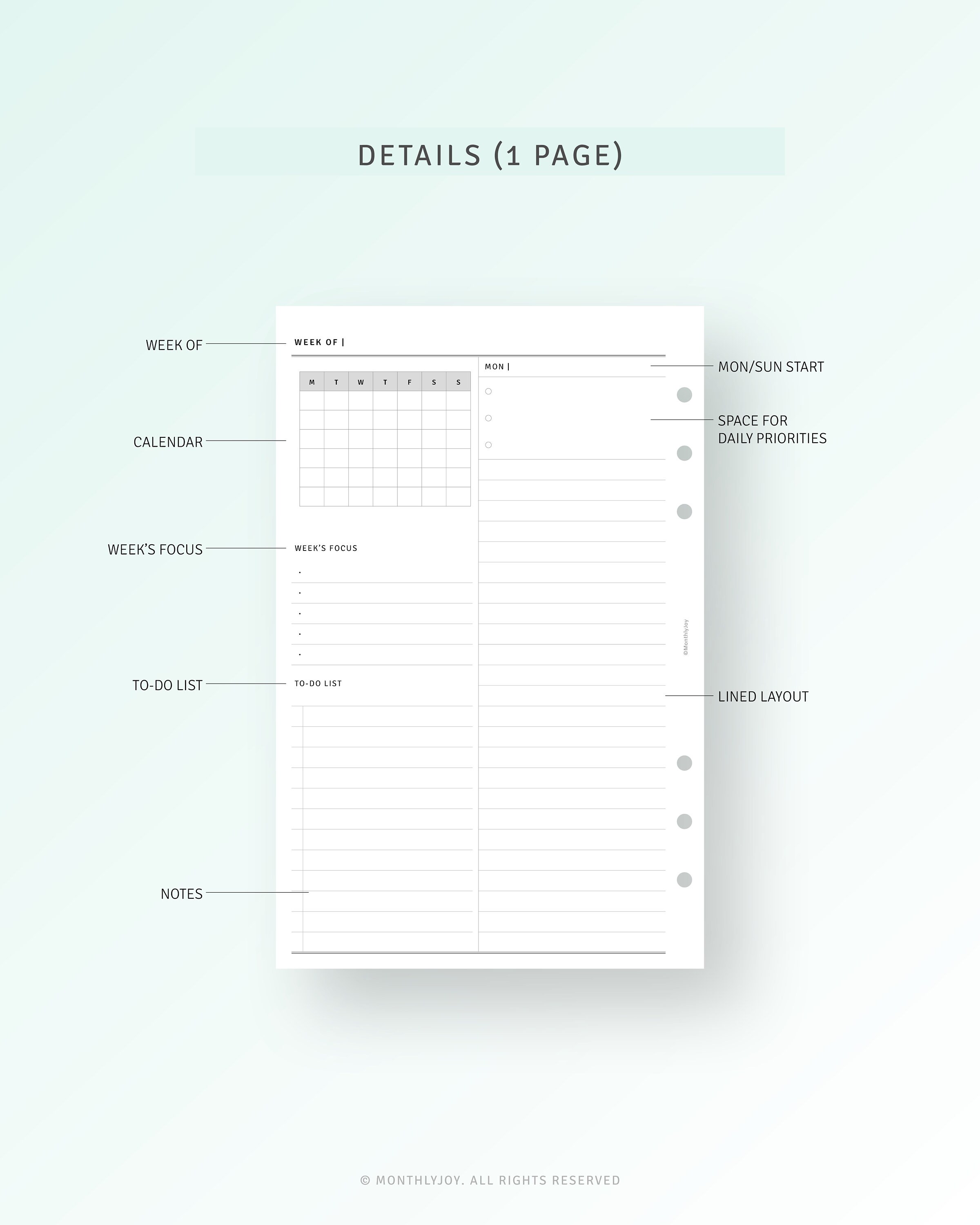 Week on 4 Pages Half Letter Inserts Printable Weekly Planner - Etsy