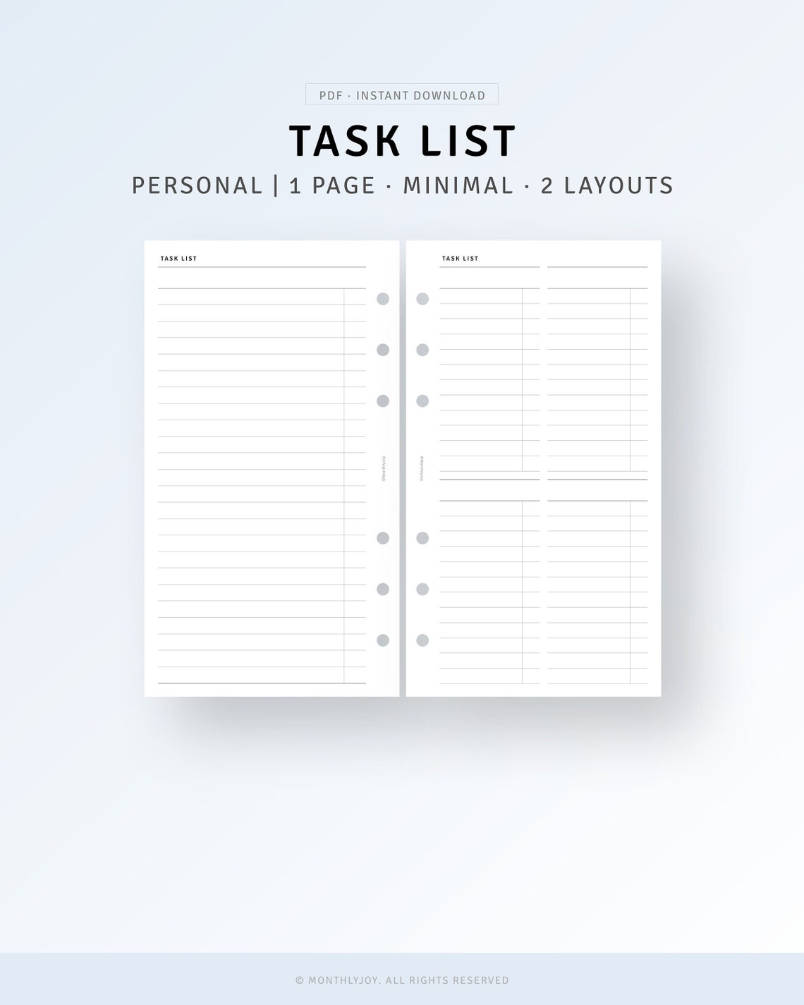 Personal Task List Inserts Printable Template to Do List | Etsy