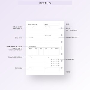 Daily Review Reflection Journal A6 Planner Inserts Printable Daily ...