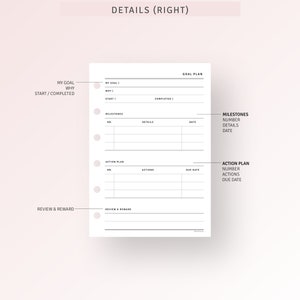Goal Setting Planner Pocket Plus Inserts Printable Life Goal Template ...