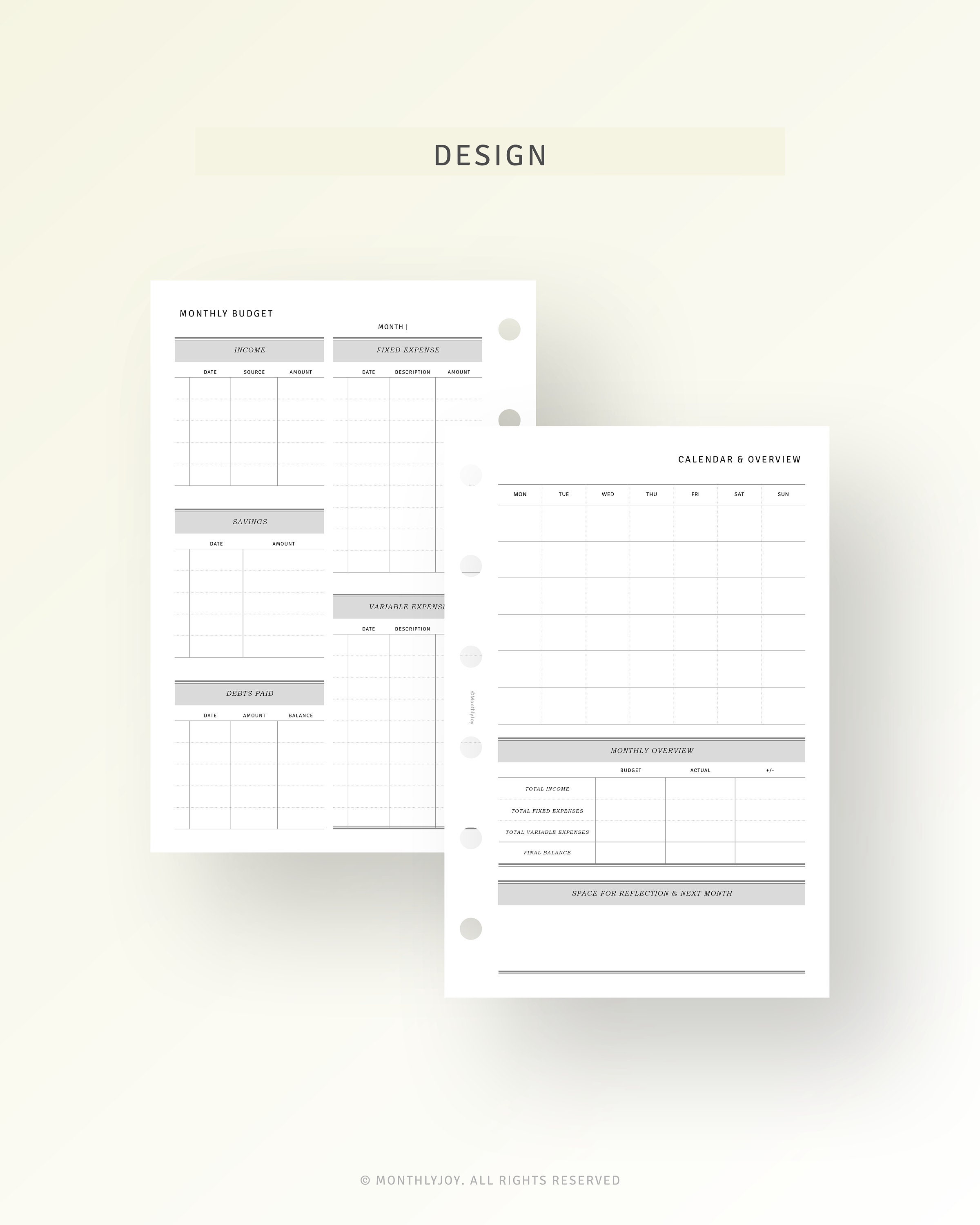 Printable Budget Planner Pocket Size Inserts Bill Organizer | Etsy