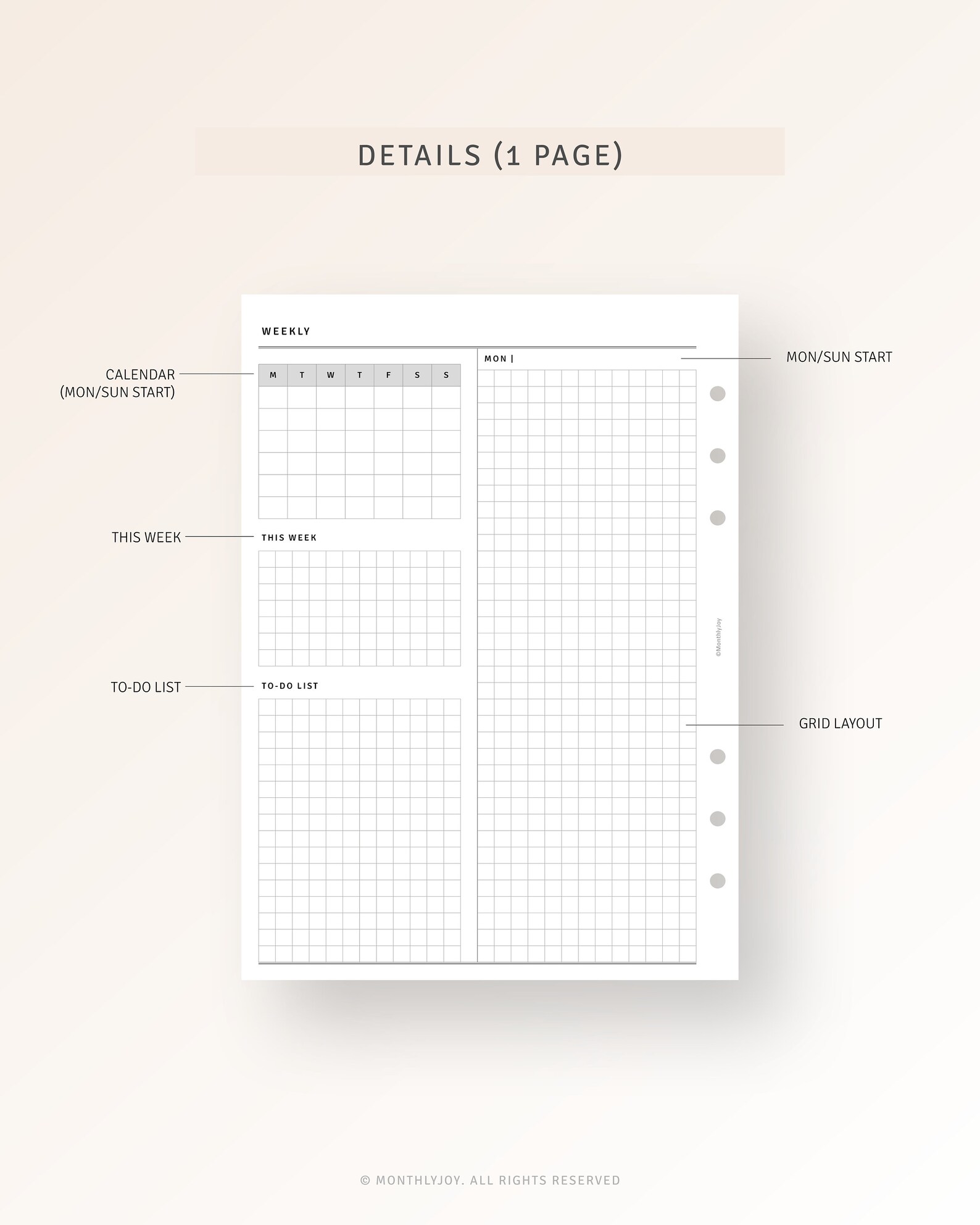 A5 Inserts Week on 4 Pages Printable Weekly Planner PDF - Etsy