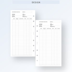 Check Book Register Personal Ring Printable Inserts, Spending Log, Bank ...