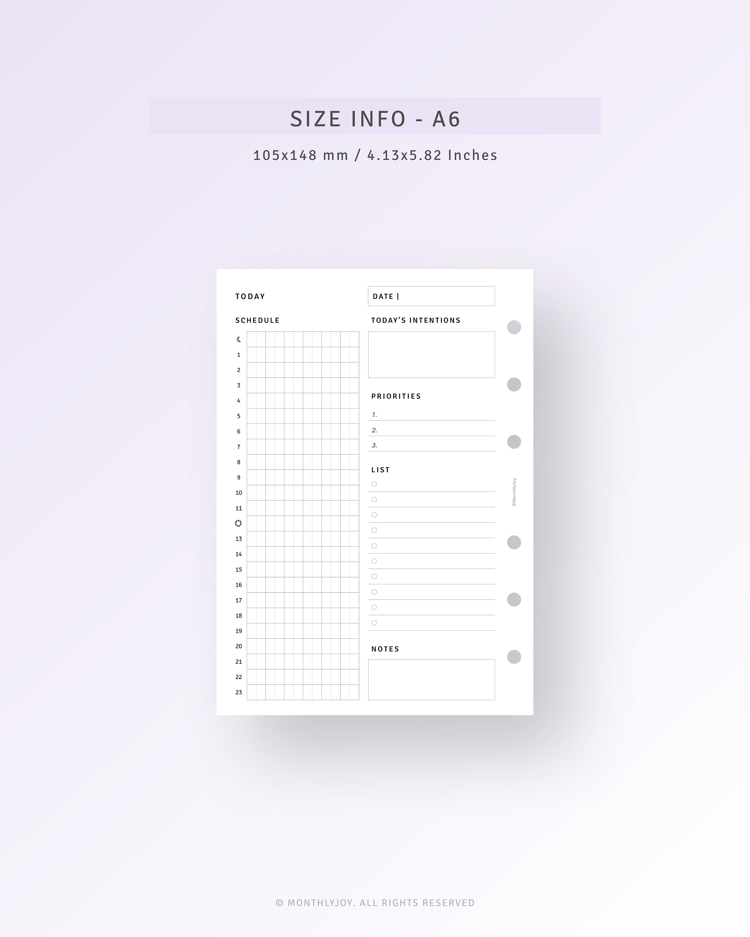 24 Hour Planner A6 Inserts Printable Time Blocking Work Schedule ...