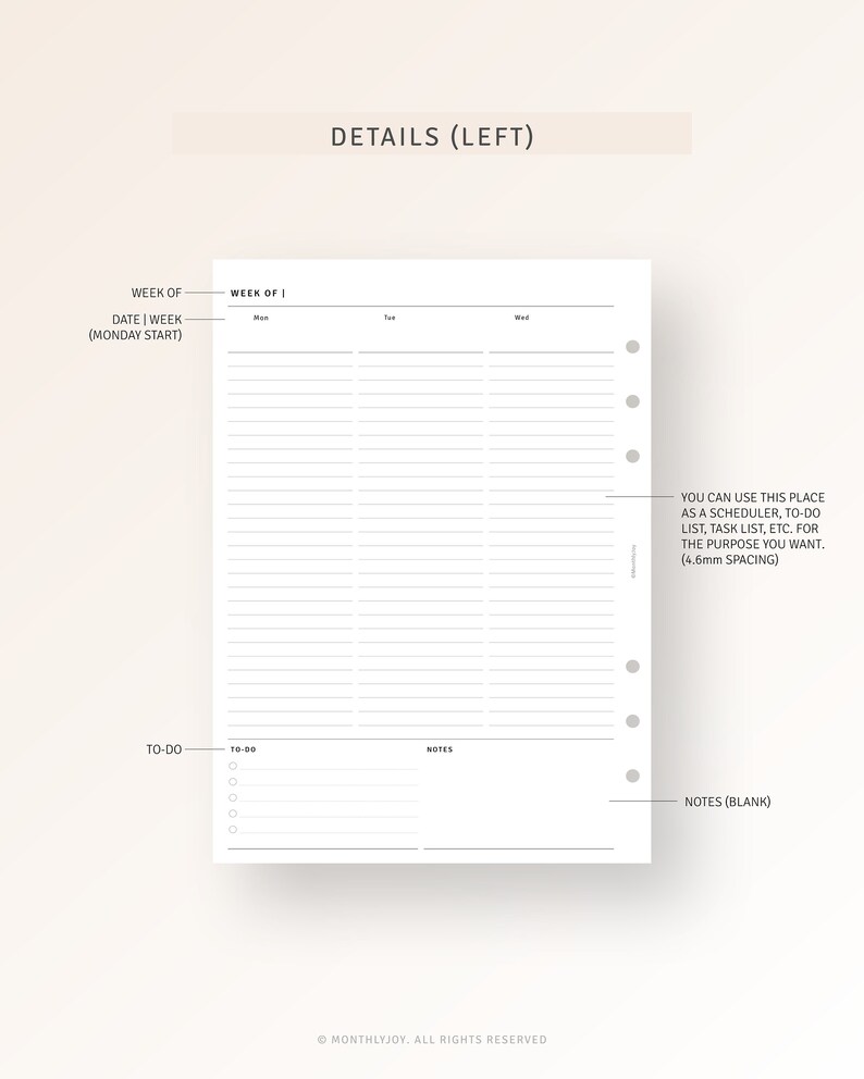 A5 Size Undated Weekly Planner Pages Printable Weekly - Etsy