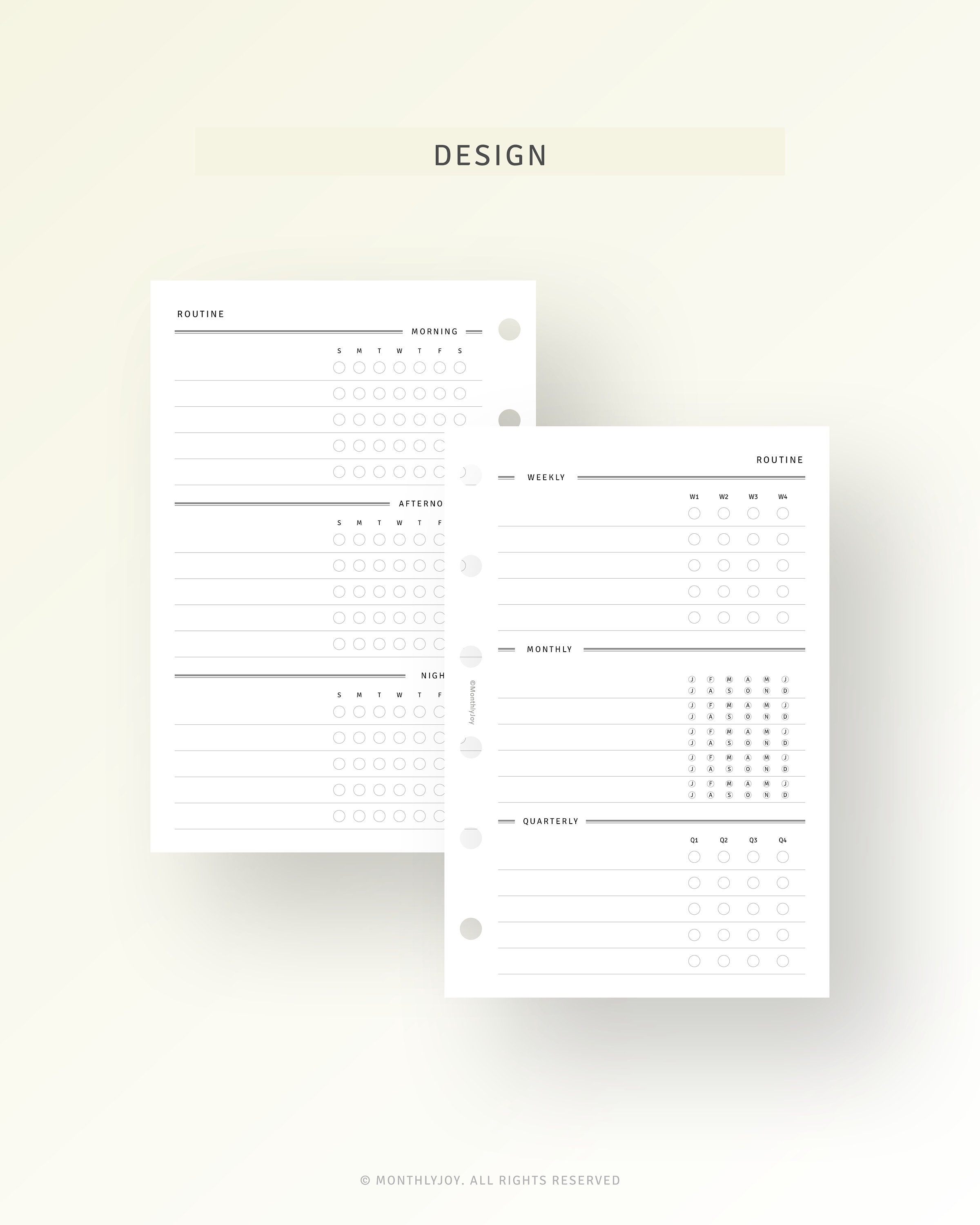 Routine Planner Printable Pocket Planner Inserts Minimalist - Etsy
