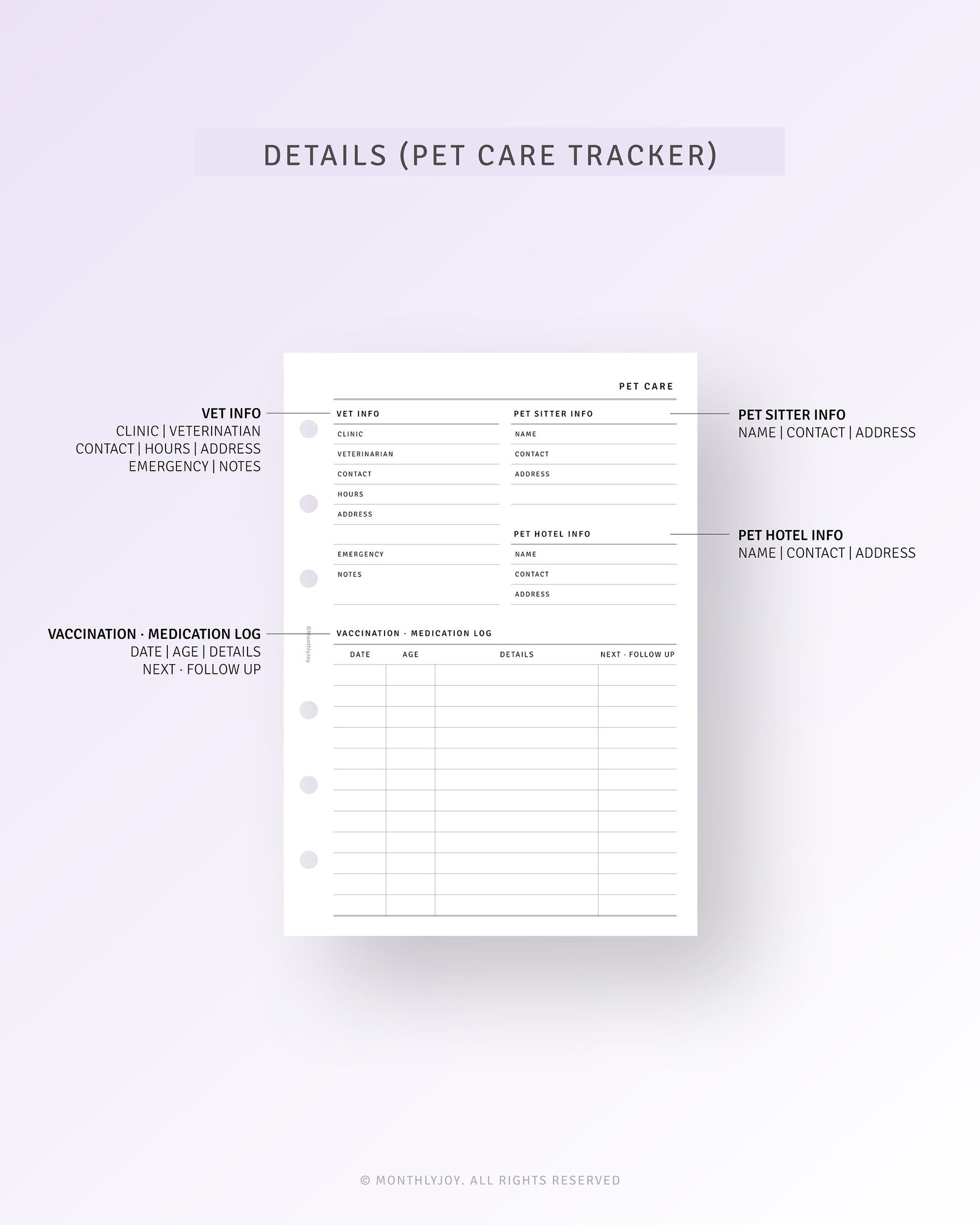 Pet Planner Printable A6 Ring Puppy Health Information - Etsy