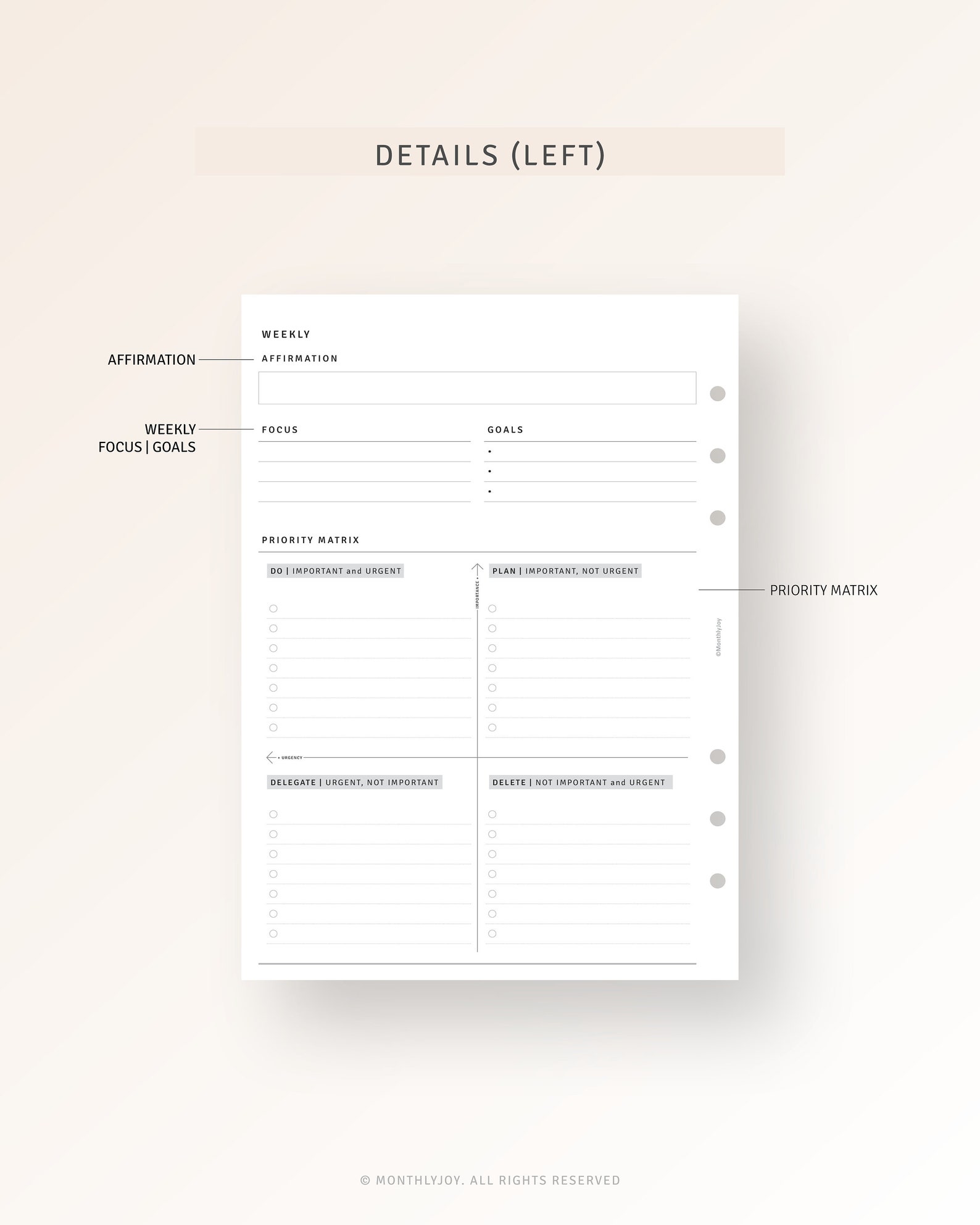 Undated Weekly Planner A5 Size Printable Weekly Agenda With - Etsy