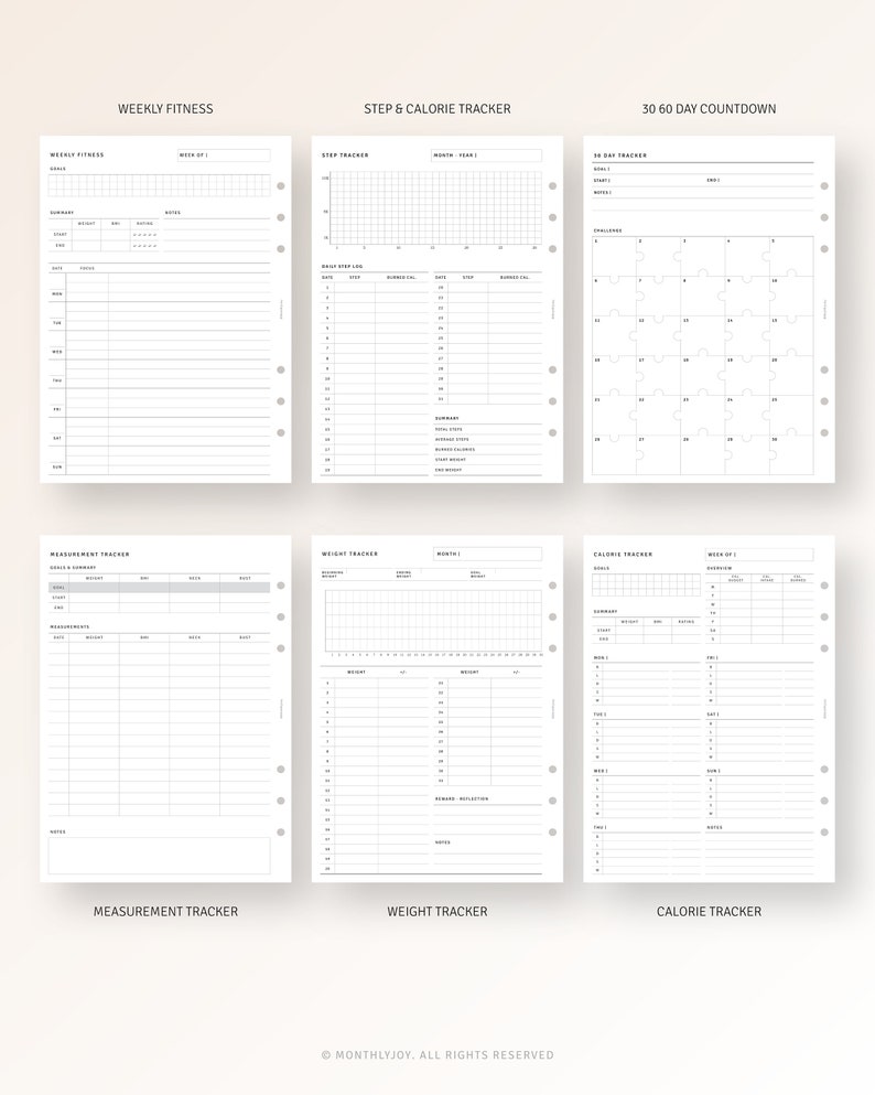 20+ Health Fitness Planner Printable A5 Inserts Bundle, Health Body ...