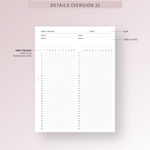 Habit Tracker Printable HP Classic Ring, A Year in Pixel, Daily Routine ...