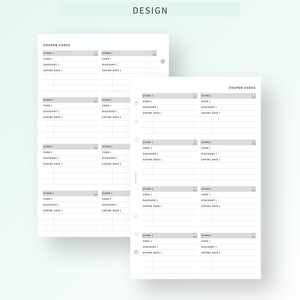 Coupon Planner Tracker Printable Half Letter Inserts, Shopping Discount ...