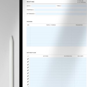 Meeting Notes Printable A4/letter Planner Inserts, Work Project ...