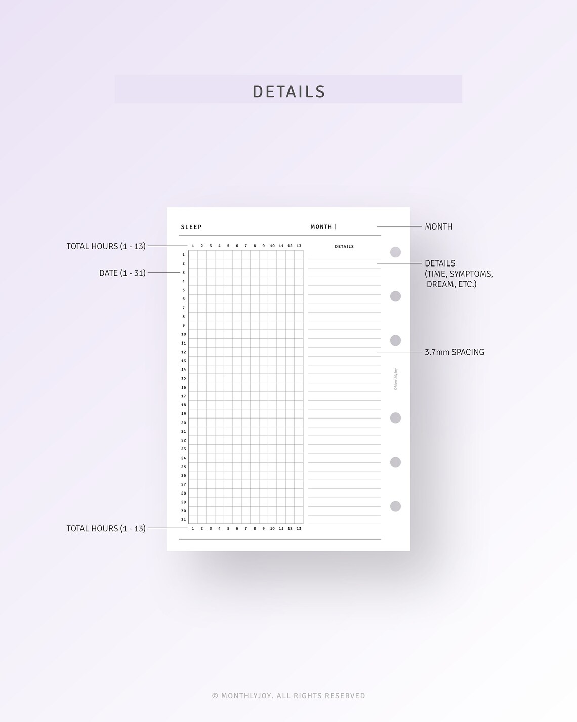 Sleep Tracker A6 Inserts Printable Sleep Circle Diary Template, Sleep ...