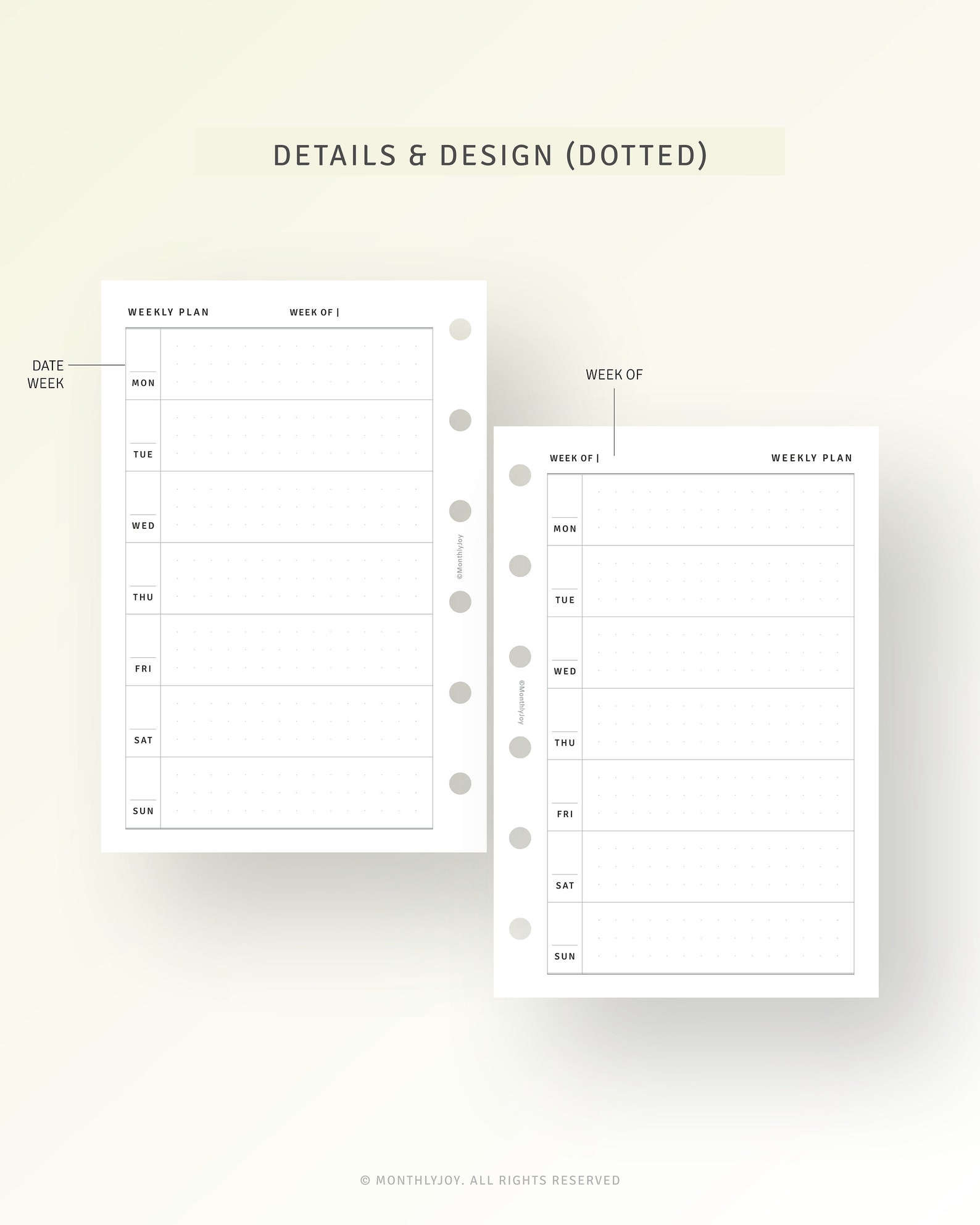 Week on 1 Page Printable Pocket Inserts PDF, Weekly Planner Bundle for ...