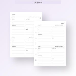 2 Days on 1 Page Printable A6 Inserts, Daily Schedule Template, Undated ...