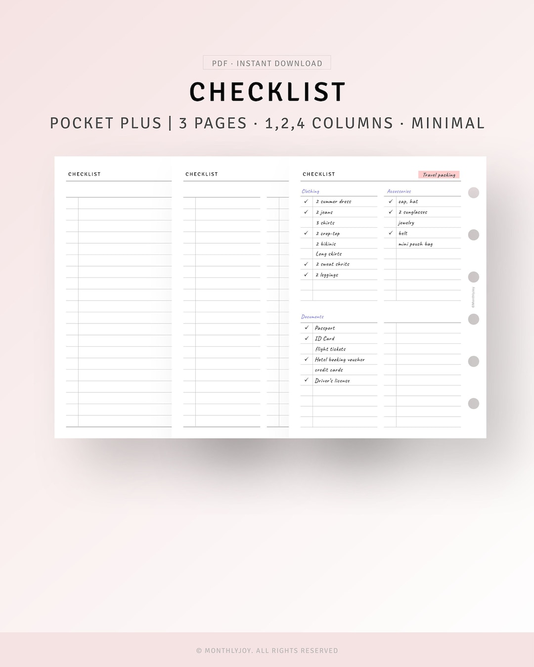 Checklist Printable Pocket Plus Inserts, to Do List, Get It Done List ...