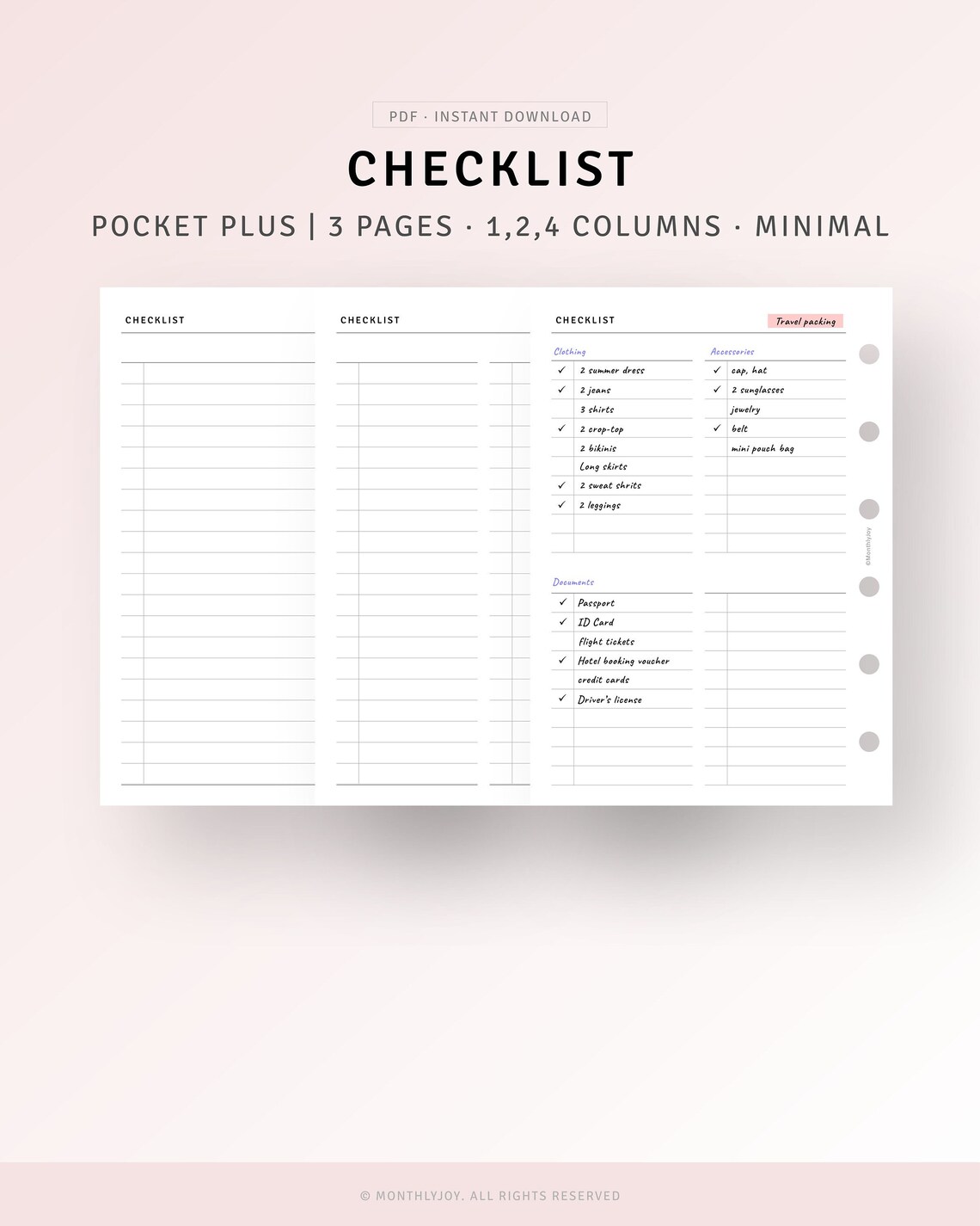 Checklist Printable Pocket Plus Inserts to Do List Get It - Etsy