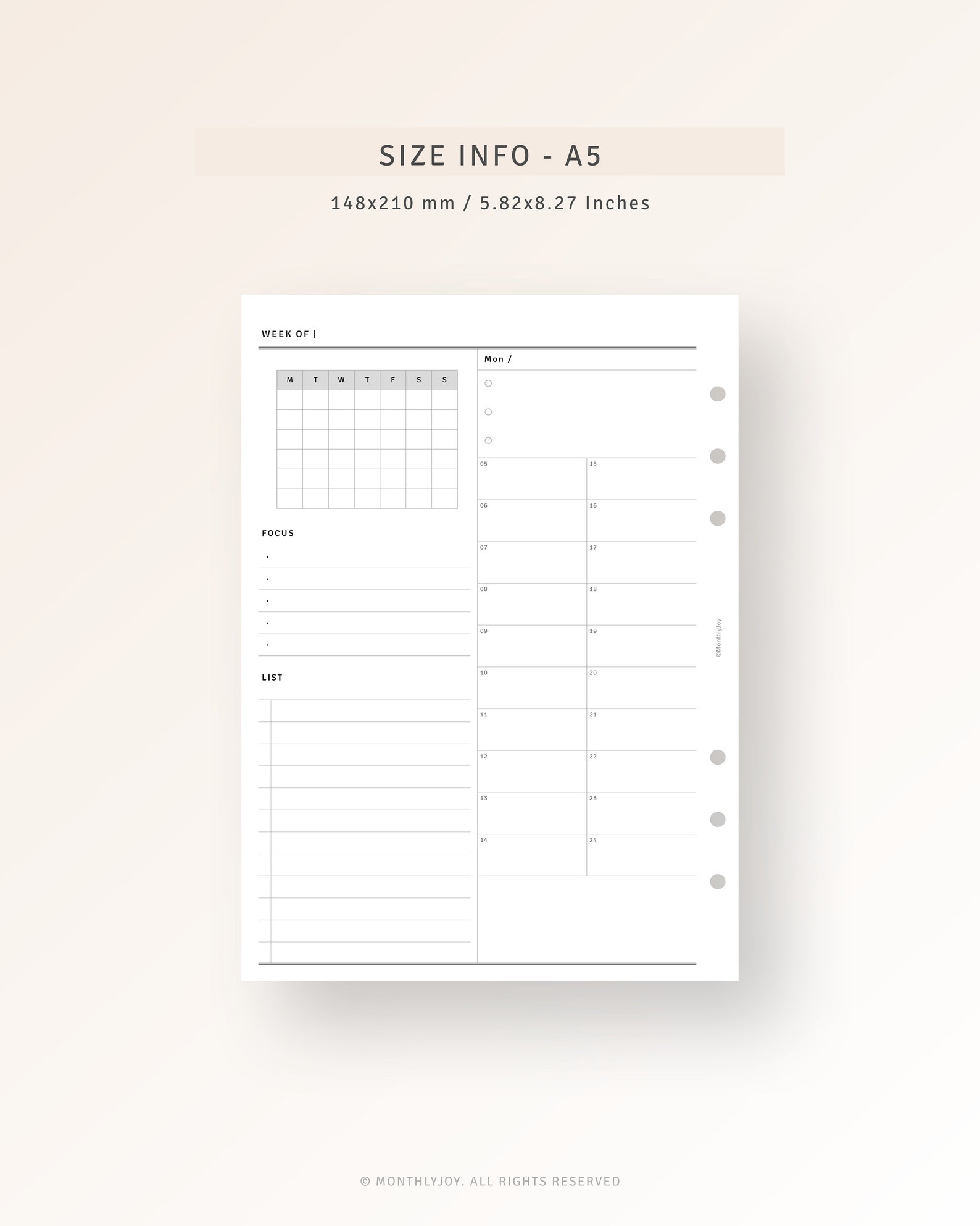 Week on 4 Pages A5 Inserts Printable Weekly Schedule Organizer With ...
