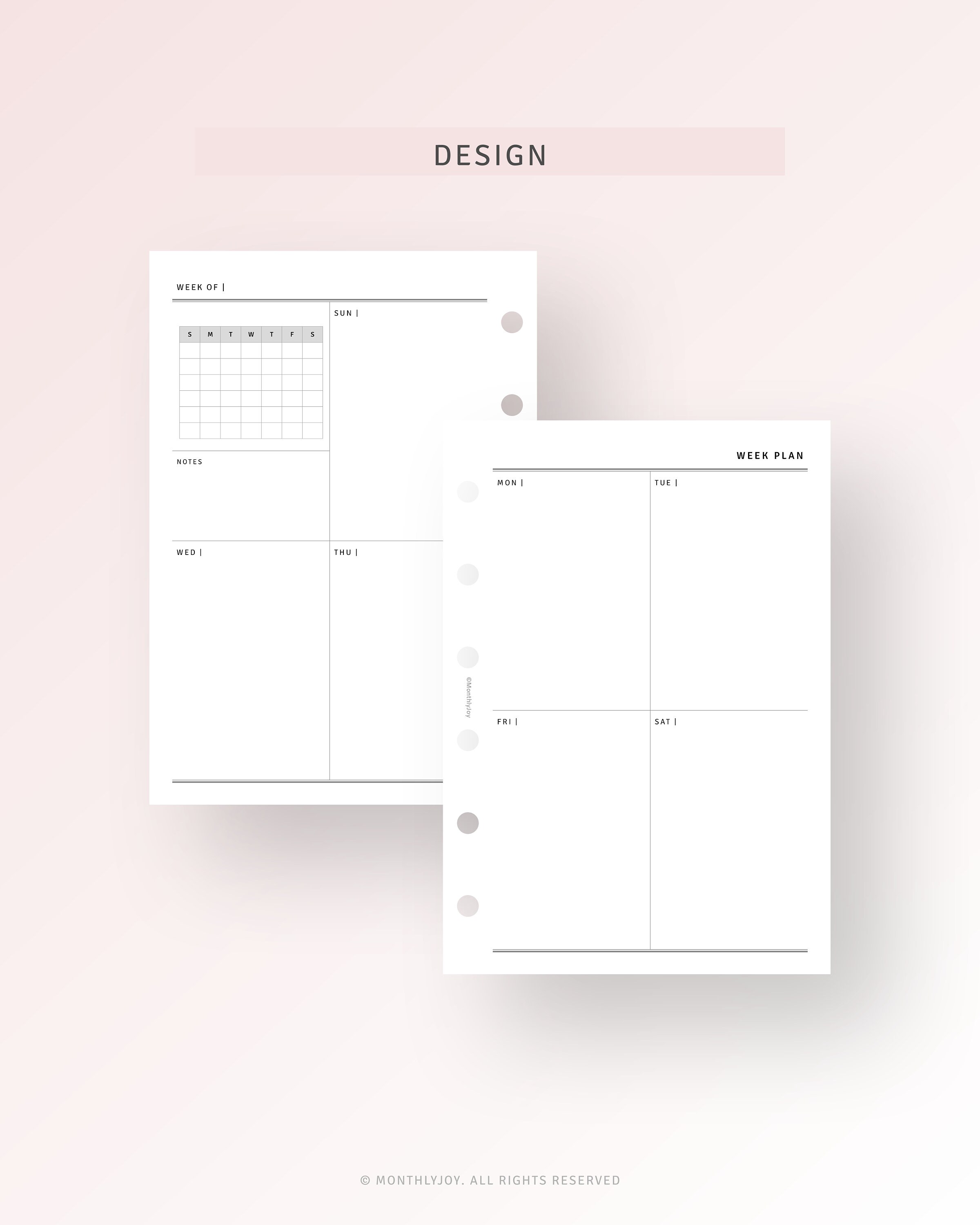 Minimalist Weekly Planner Printable Pocket Plus Inserts - Etsy