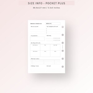 Weekly Review Pocket Plus Planner Inserts Printable Week Reflection Journal, Week Check-in ...