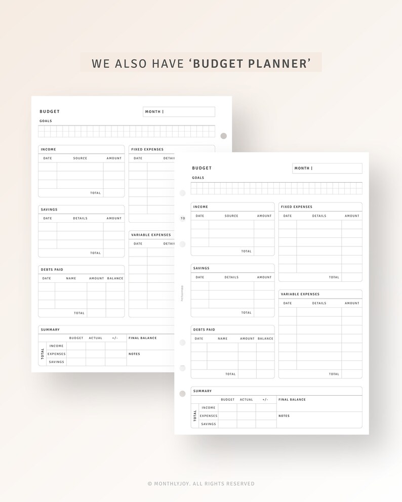 A5 Size Budget Planner Printable Money Tracker Template Bill - Etsy