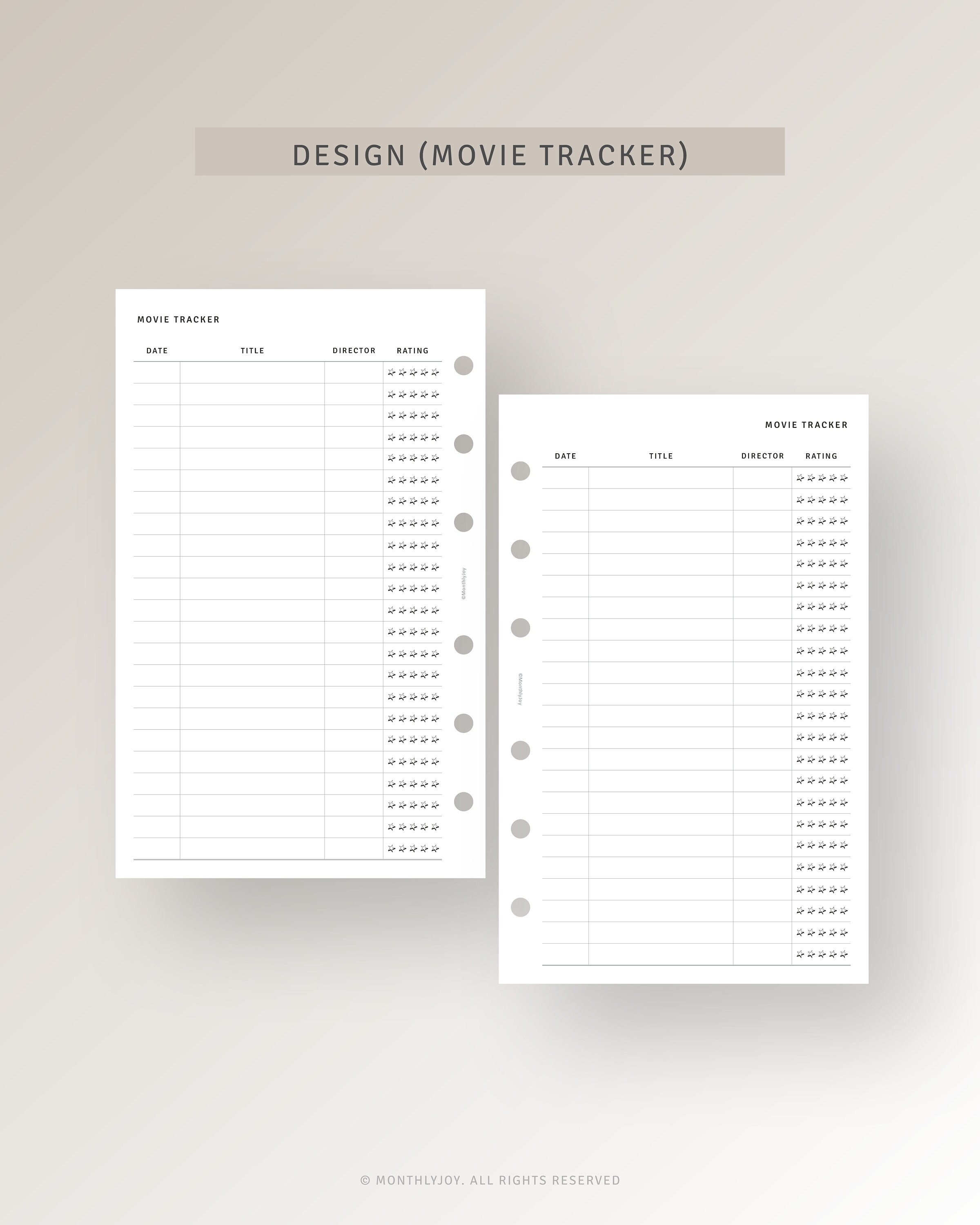 Printable Movie Journal Tracker FC Compact Inserts TV Series - Etsy