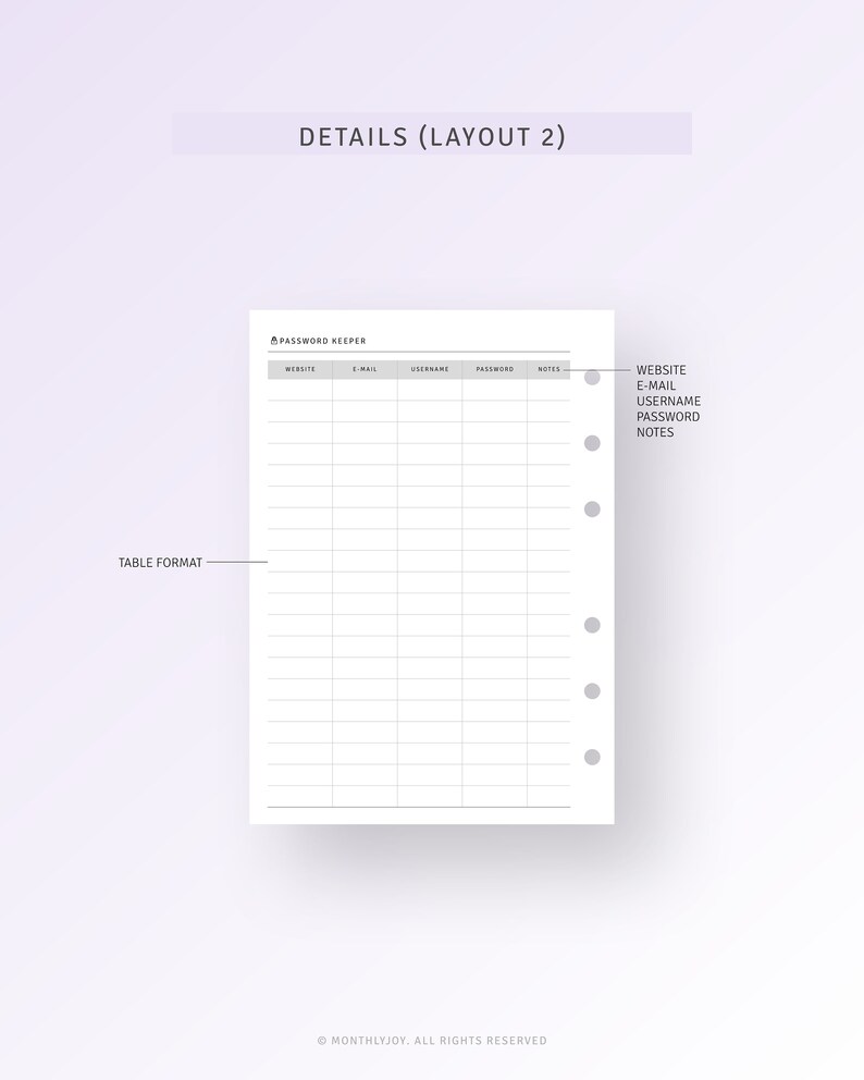 Password Tracker Printable A6 Inserts Password Log Planner | Etsy