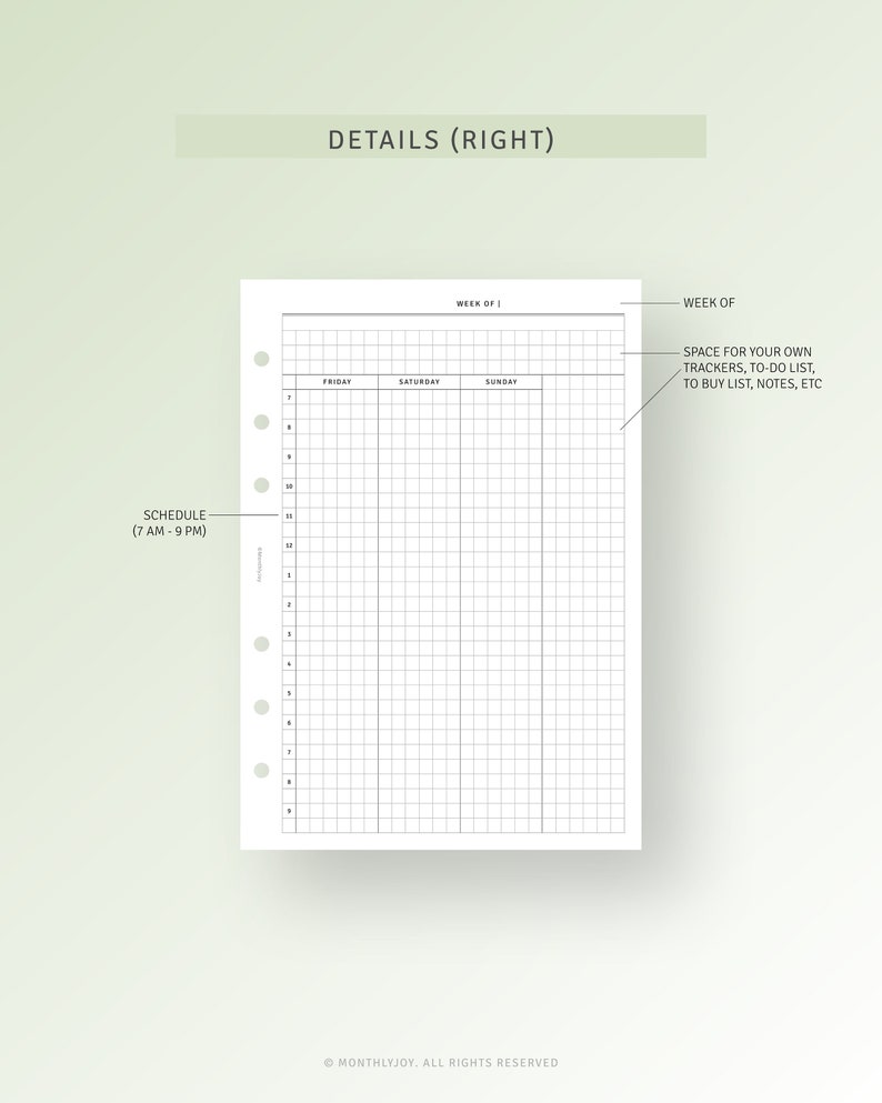 Weekly Schedule Template Personal Wide Printable Weekly | Etsy