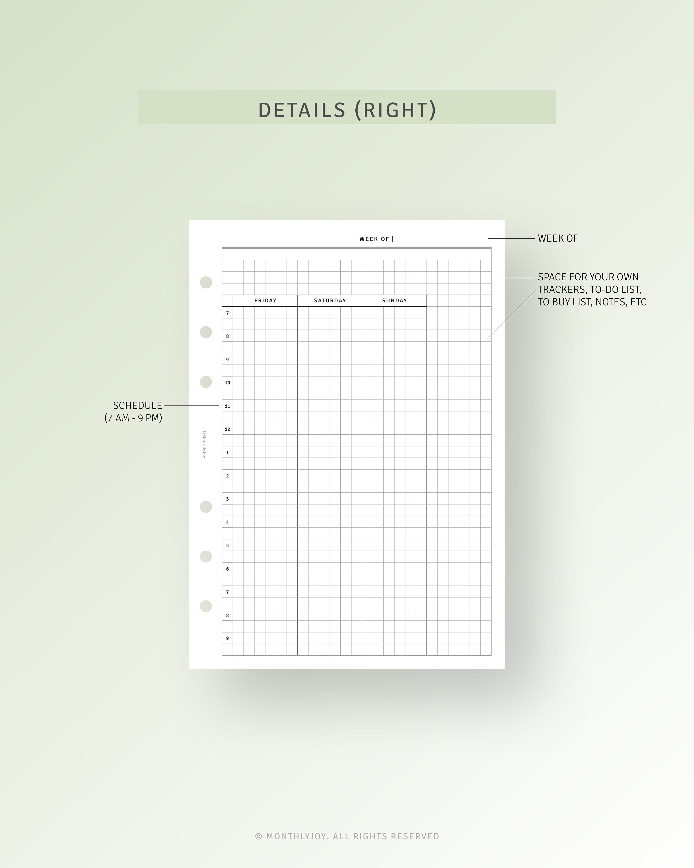 Weekly Schedule Template Personal Wide Printable Undated - Etsy