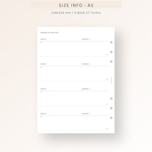 Favorite Quotes Journal A5 Printable Planner Inserts, Inspirational ...