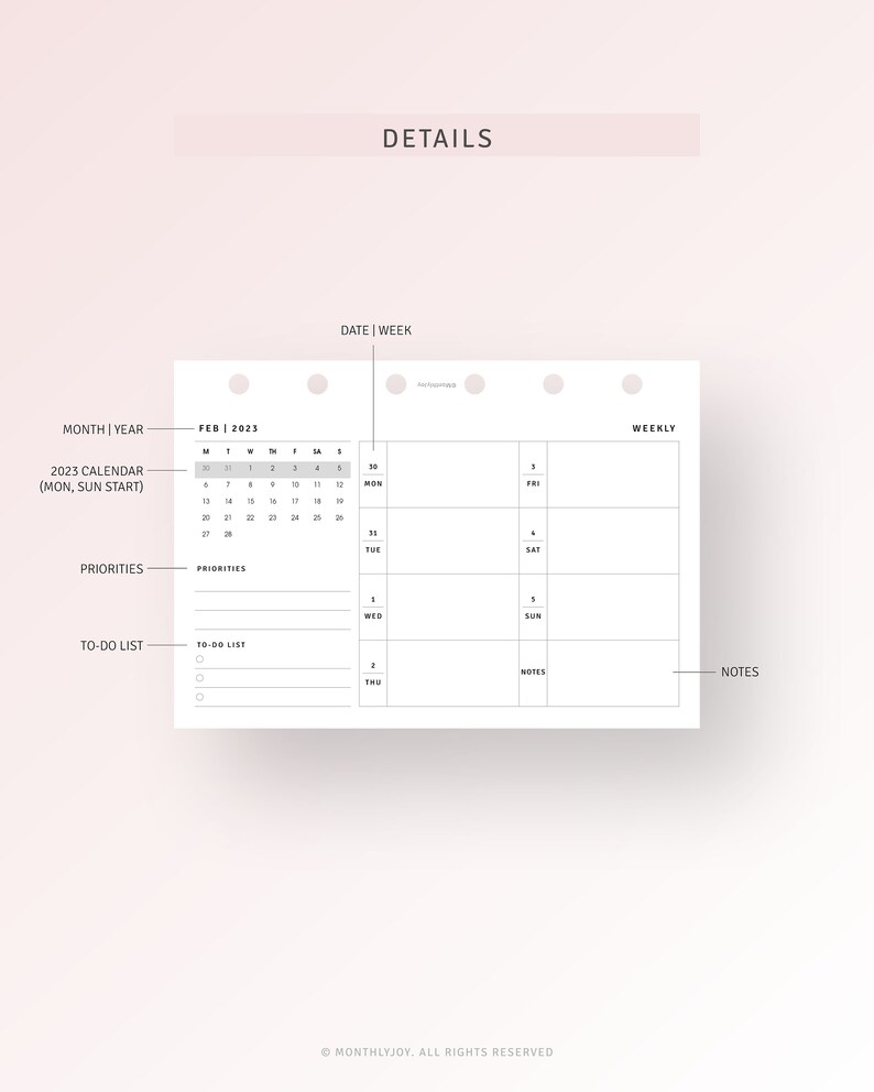 Weekly Planner 2023 Printable Pocket Plus Inserts Dated - Etsy