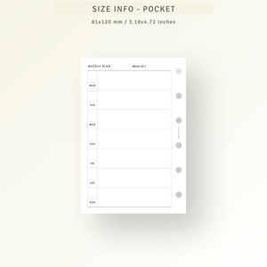 Week on 1 Page Printable Pocket Inserts PDF, Weekly Planner Bundle for ...