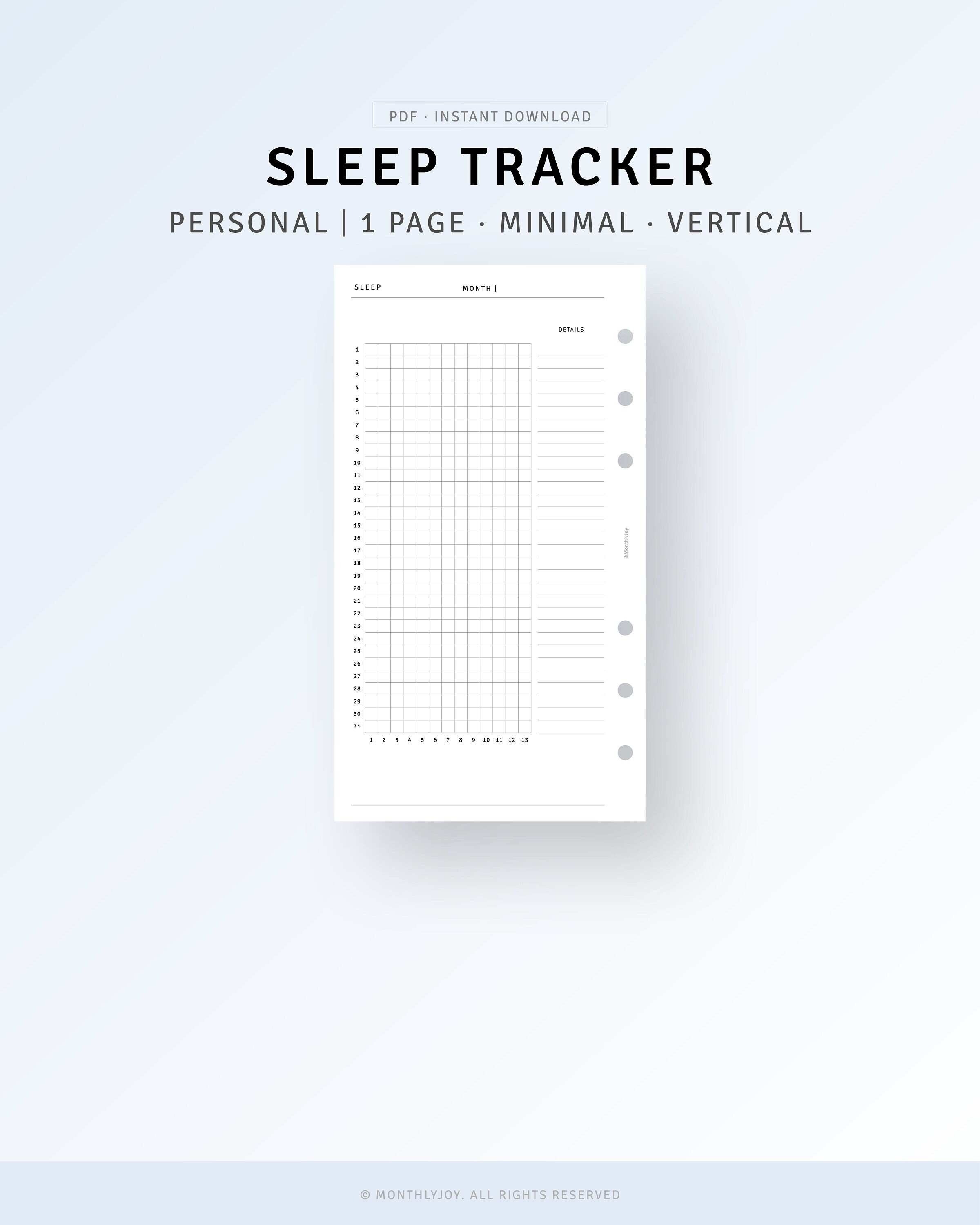 Personal Sleep Tracker Planner Printable Sleeping Log Chart - Etsy Canada