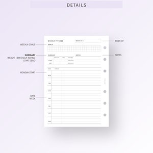 Workout Tracker Printable A6 Inserts, Fitness Calendar Template PDF ...